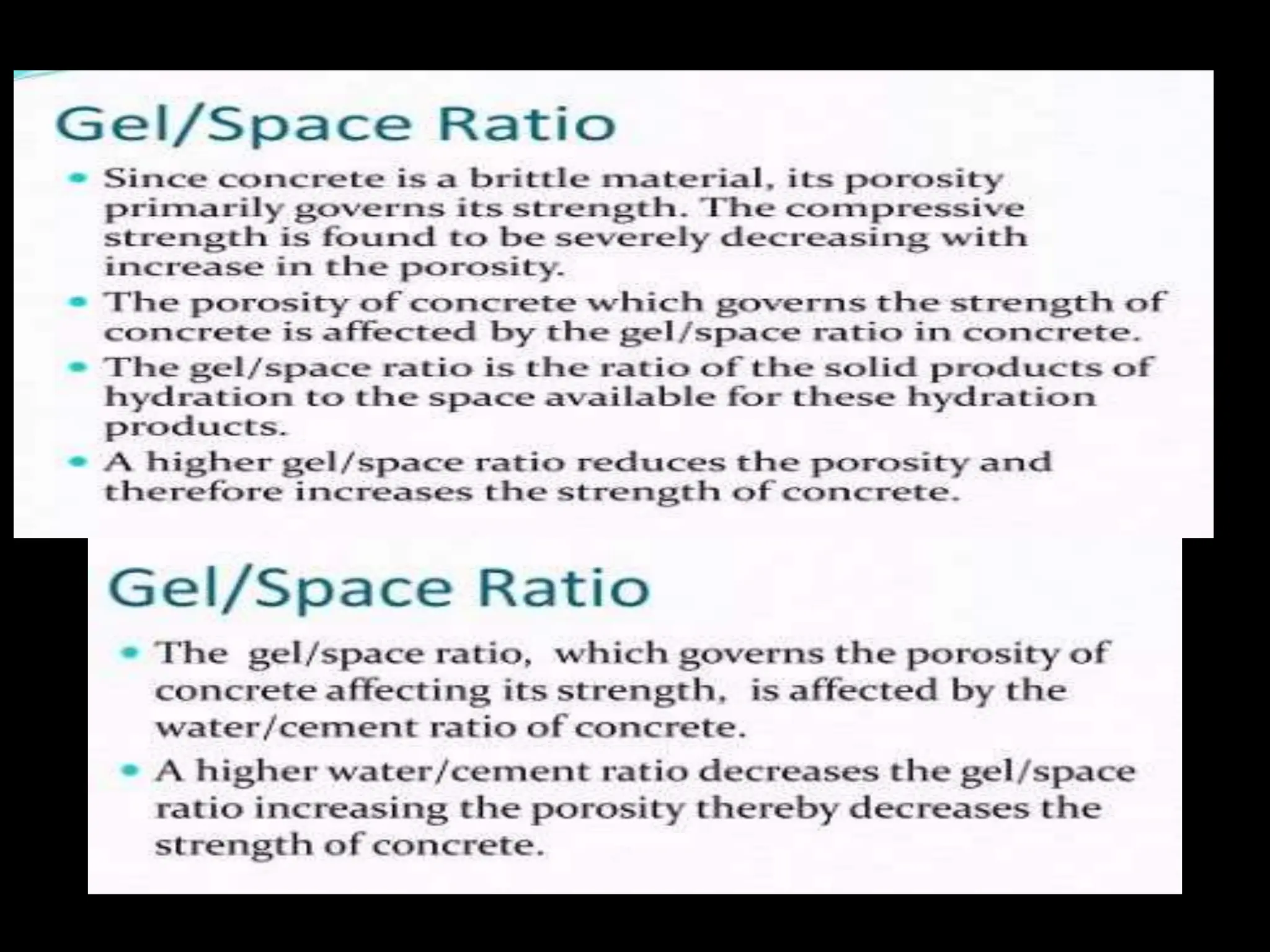 Water / Cement ratio – Abram’s Law – Gel/space ratio – Gain of strength ...