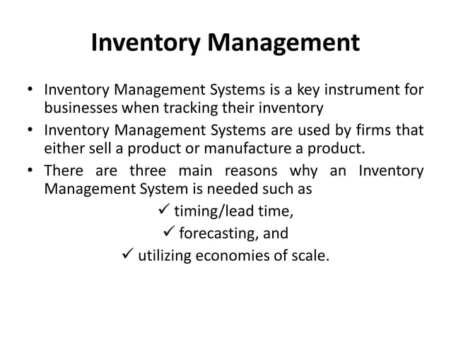 Inventory management | PPT