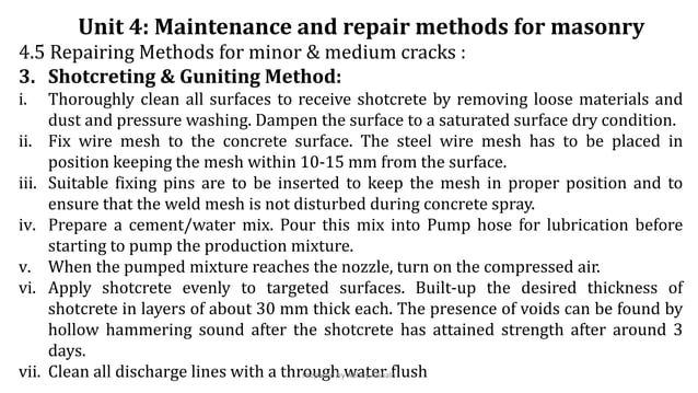 Unit 4 maintenance & repair methods for masonry mrs | PPT
