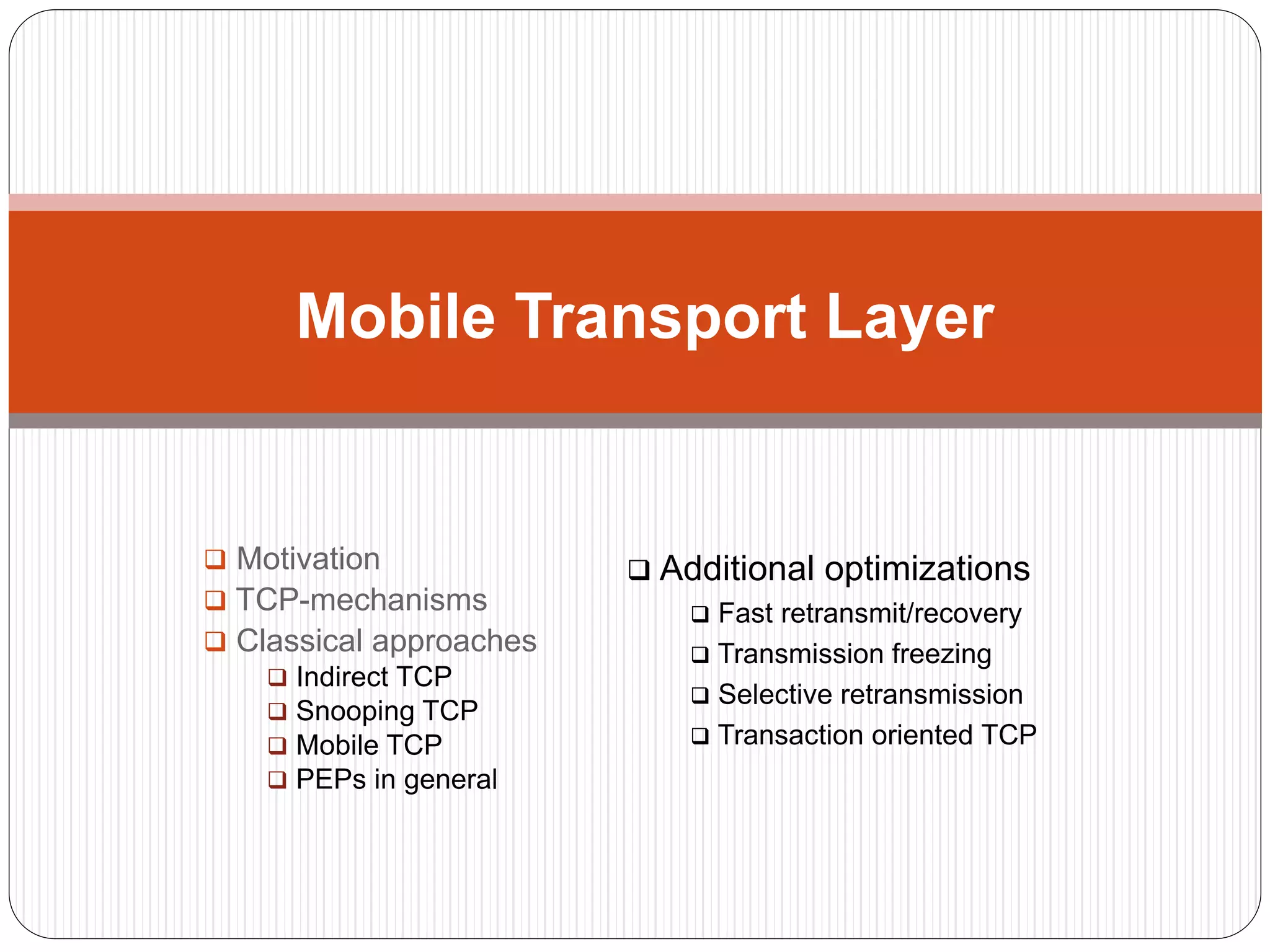 Mobile Transport layer | PPTX