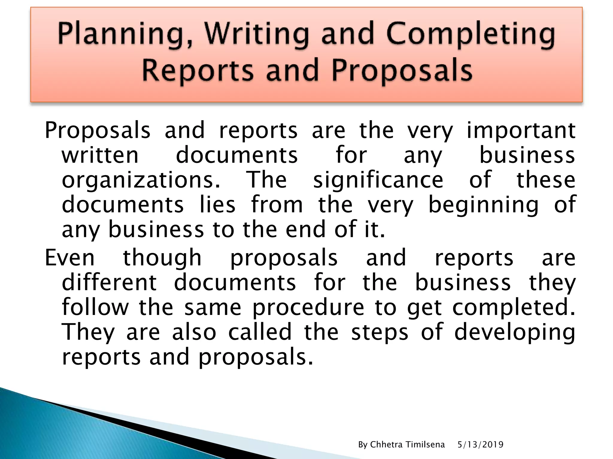 Unit 4 planning writing and completing proposals and reports | PPT