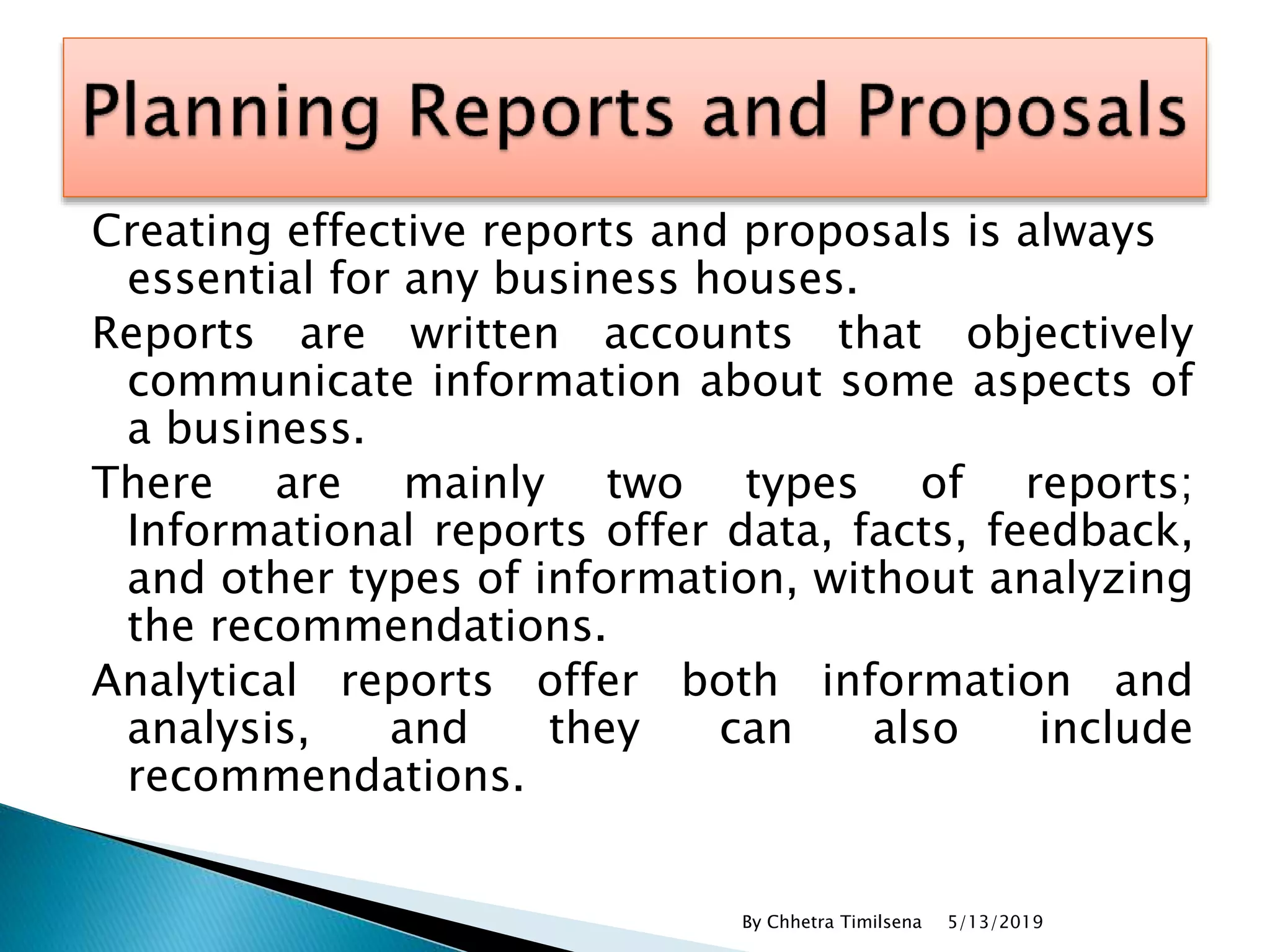Unit 4 planning writing and completing proposals and reports | PPT