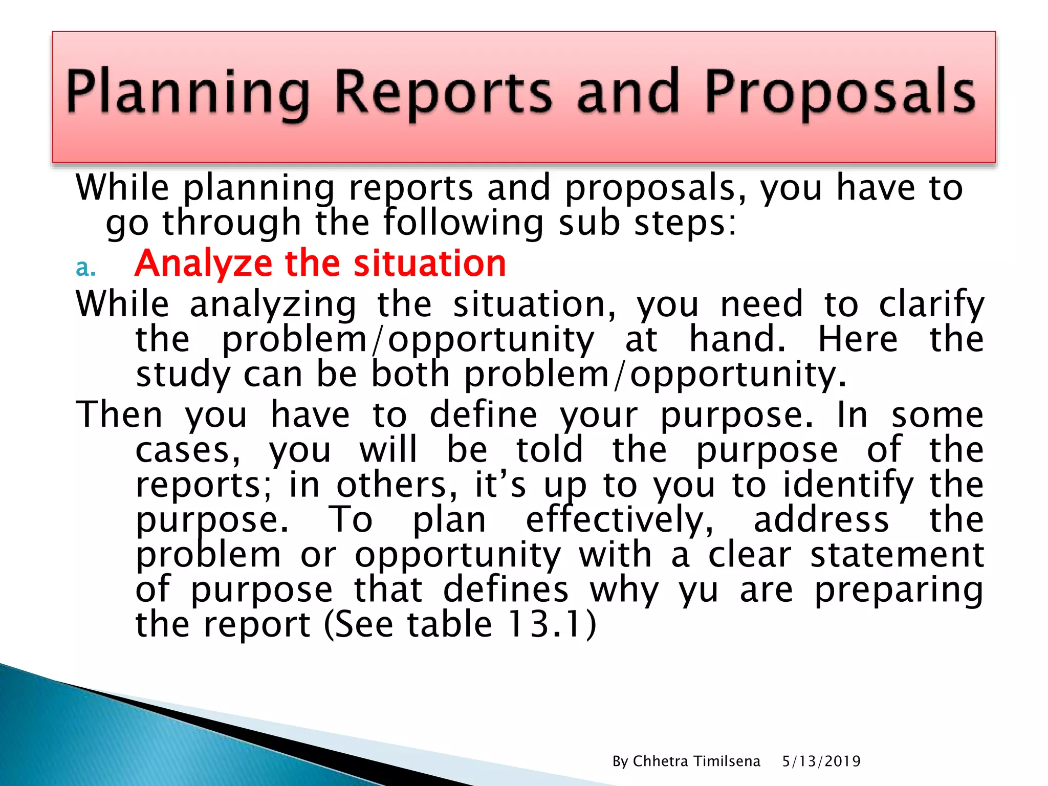 Unit 4 planning writing and completing proposals and reports | PPT