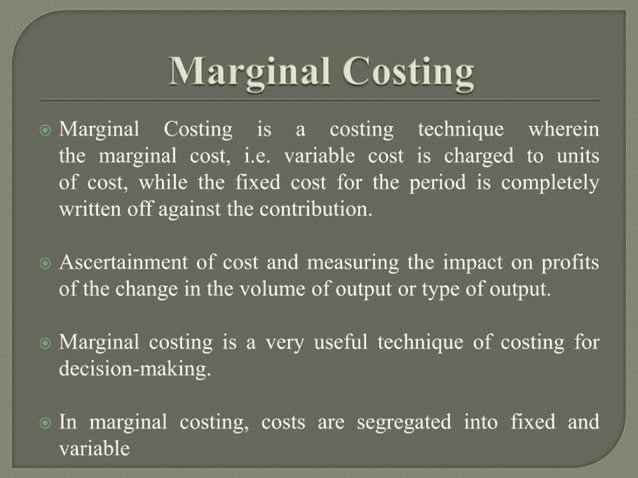 Introduction to Marginal Costing Concepts | PPT