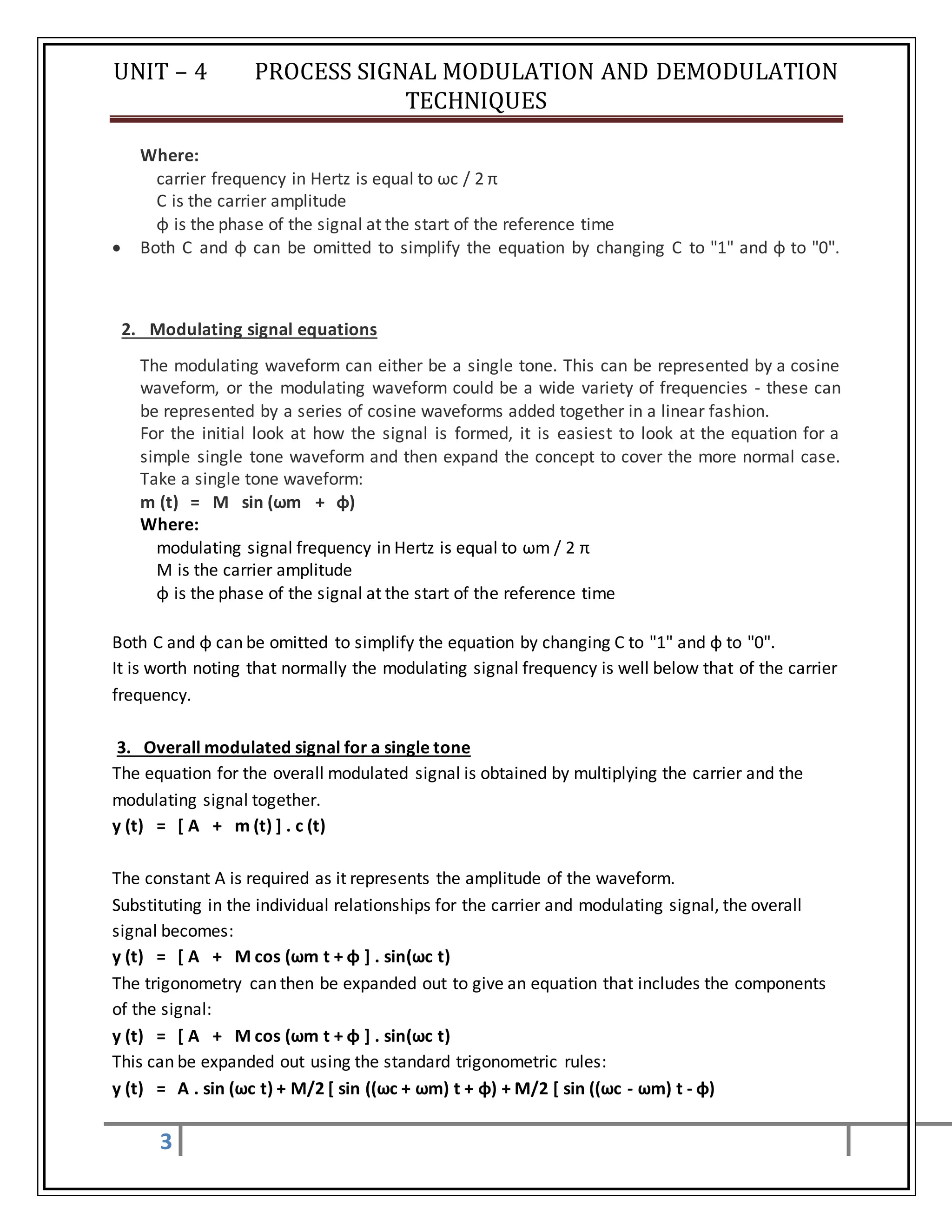 Unit 4 process signal modlation and demodulation techniques | DOCX