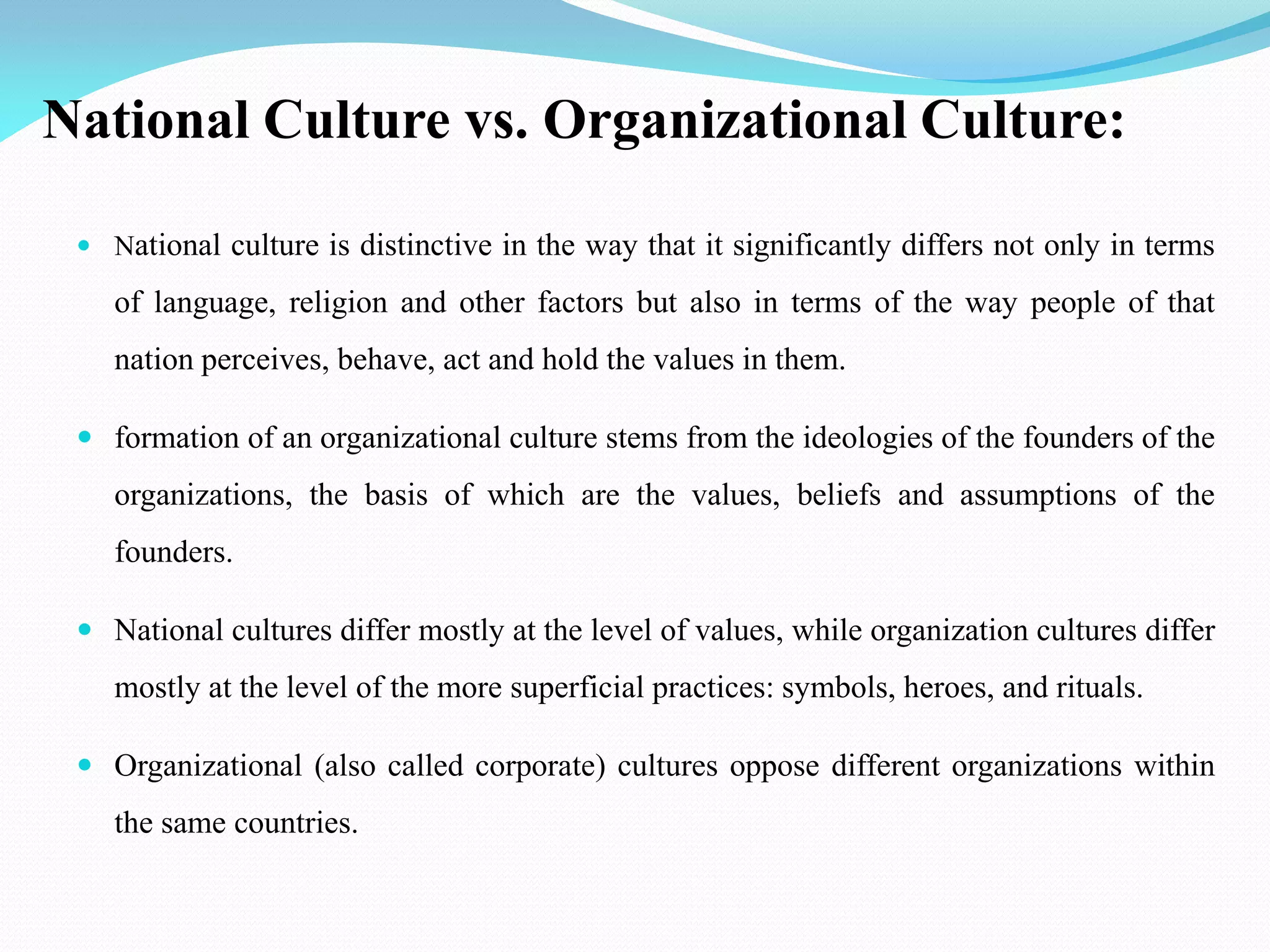 National cultures vs. Organizational cultures | PDF