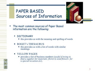 Unit 5 - Sources of Information | PPT
