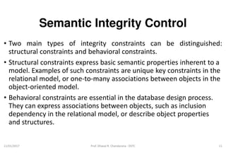Distributed DBMS - Unit 5 - Semantic Data Control | PPT