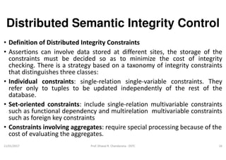 Distributed DBMS - Unit 5 - Semantic Data Control | PPT