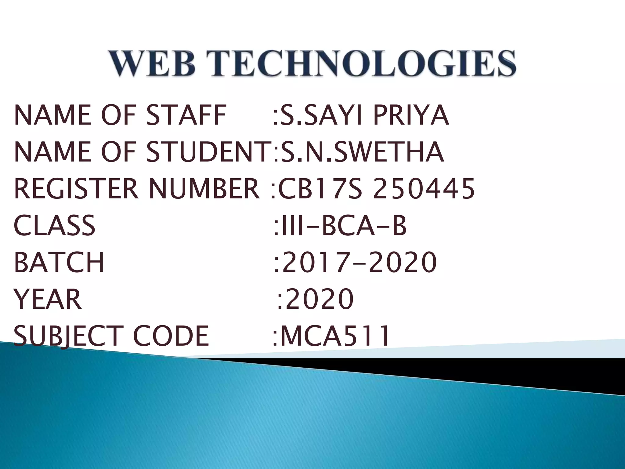 Unit 5 WEB TECHNOLOGIES | PPT
