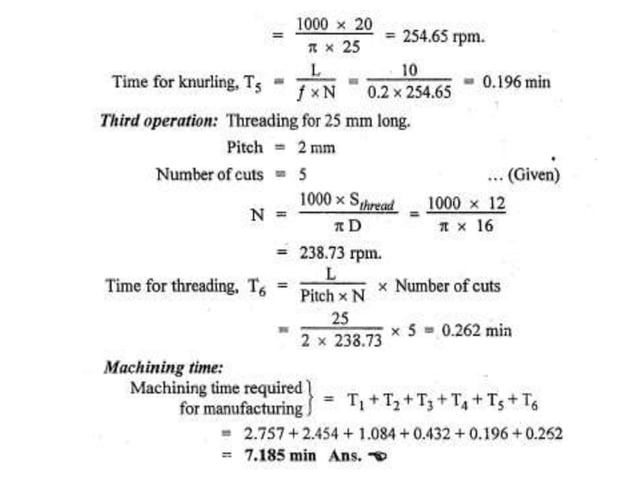 MACHINING TIME CALCULATION PPT MACHINING TIME CALCULATION PPT