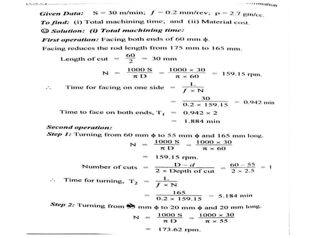 MACHINING TIME CALCULATION | PPT