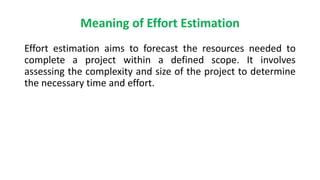 Effort Estimation: Meaning, Problems with Estimation, Basis, Estimation ...