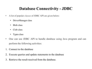 UNIT - 5.pptx Servlets And Database Connectivity | PPTX