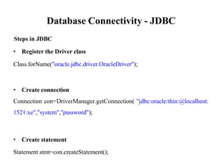 UNIT - 5.pptx Servlets And Database Connectivity | PPTX
