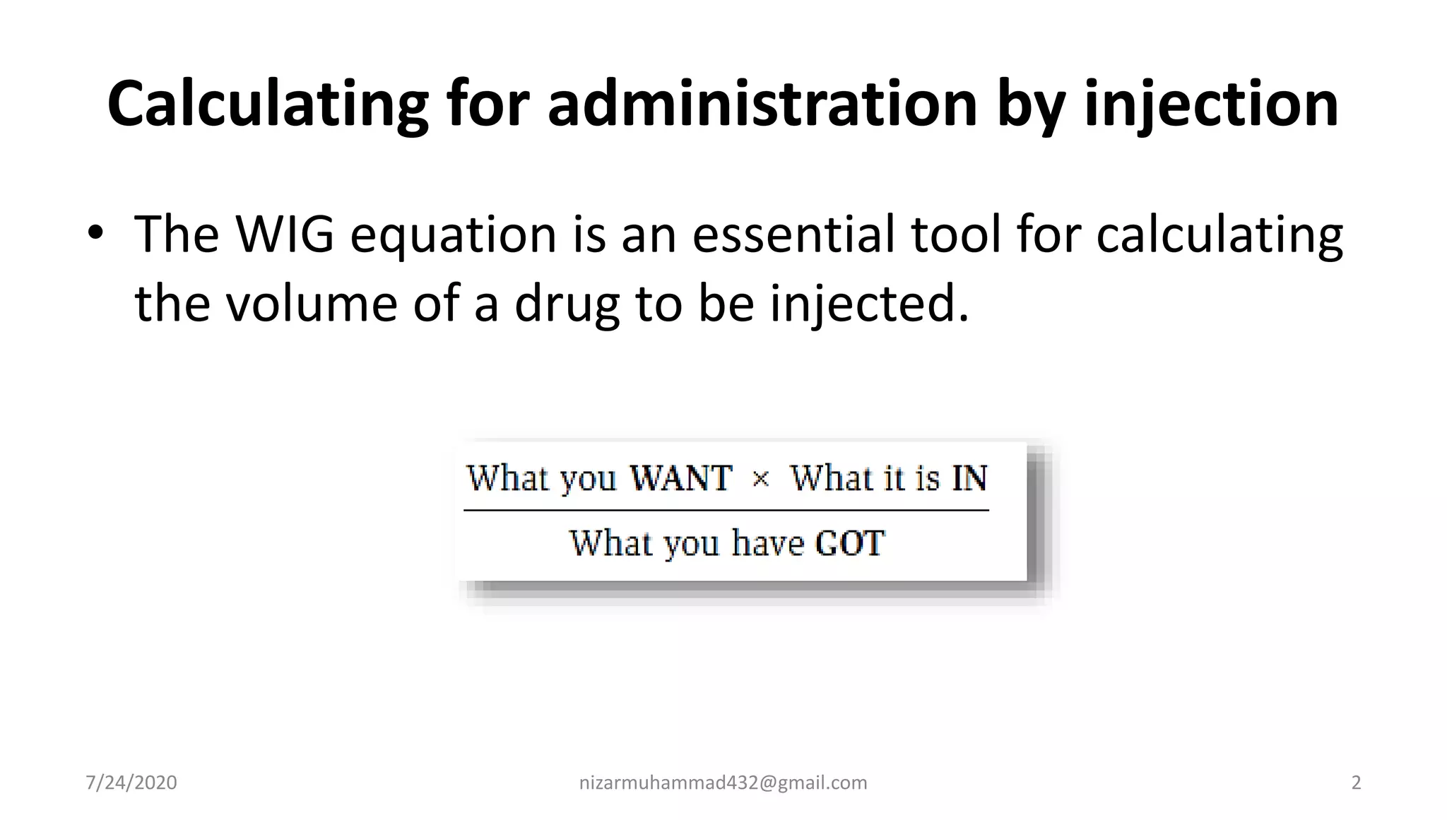 Dose calculations- injections for nurses and pharmacists | PPTX