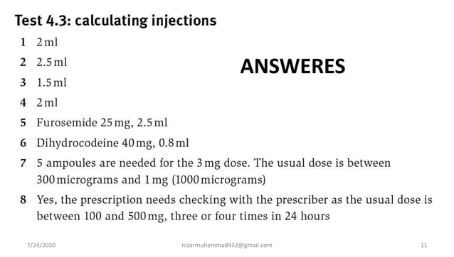 Dose calculations- injections for nurses and pharmacists | PPTX ...
