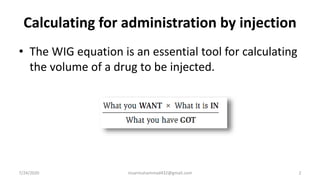 Dose calculations- injections for nurses and pharmacists | PPTX