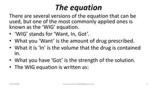 Dose calculations- injections for nurses and pharmacists | PPTX