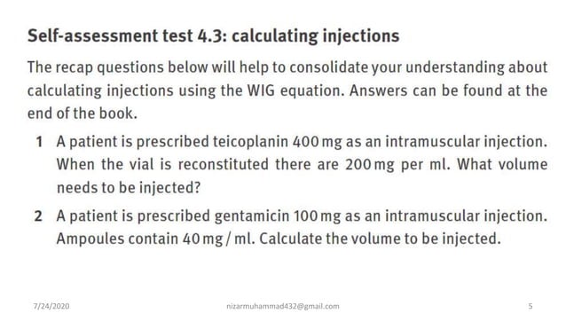 Dose calculations- injections for nurses and pharmacists | PPTX ...