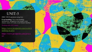 Unit 5 Notes For Java Programming for BCA Madras Univ | PDF