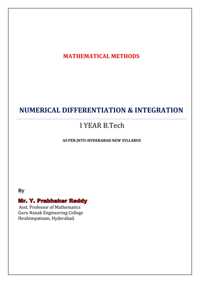 numerical differentiation&integration | PDF numerical differentiation&integration | PDF