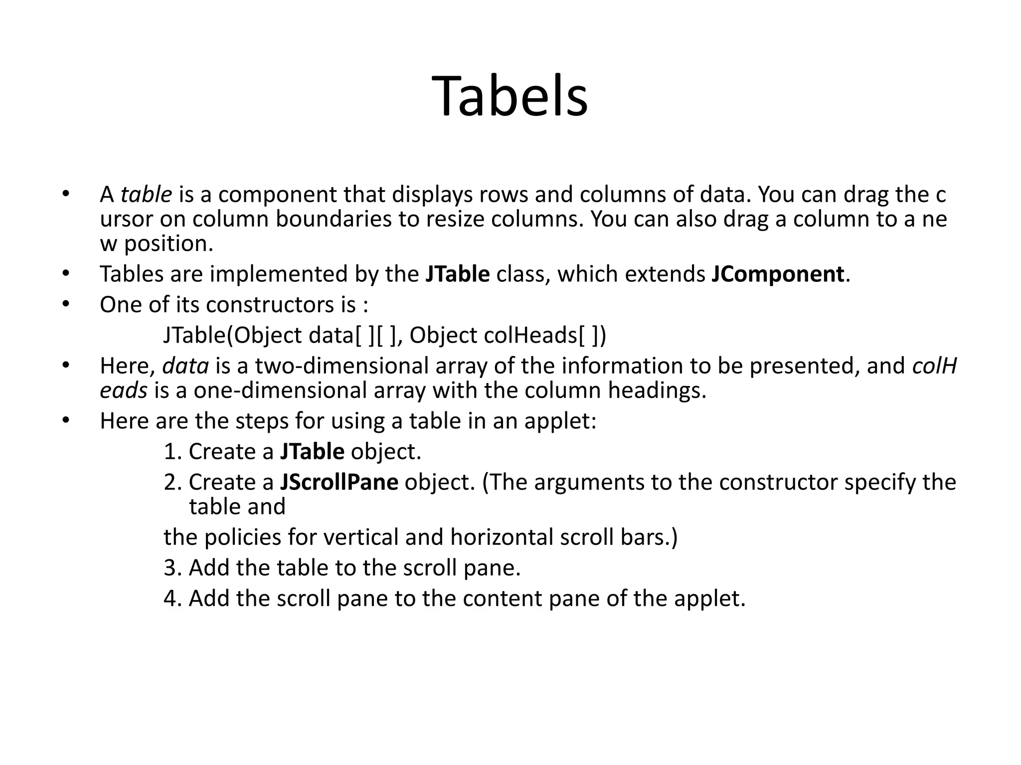 Awt, Swing, Layout managers | PPTX | Programming Languages | Computing