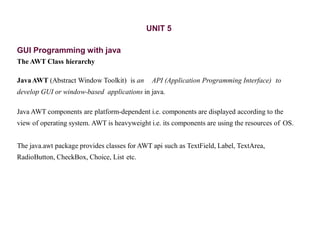Awt, Swing, Layout managers | PPT