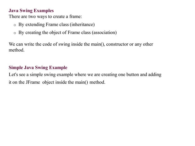 Awt, Swing, Layout managers | PPTX | Programming Languages | Computing