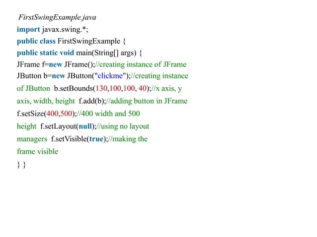 Awt, Swing, Layout managers | PPTX | Programming Languages | Computing