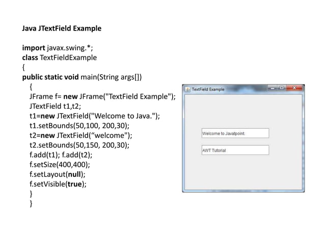 Awt, Swing, Layout managers | PPTX | Programming Languages | Computing