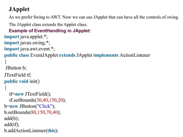 Awt, Swing, Layout managers | PPTX | Programming Languages | Computing