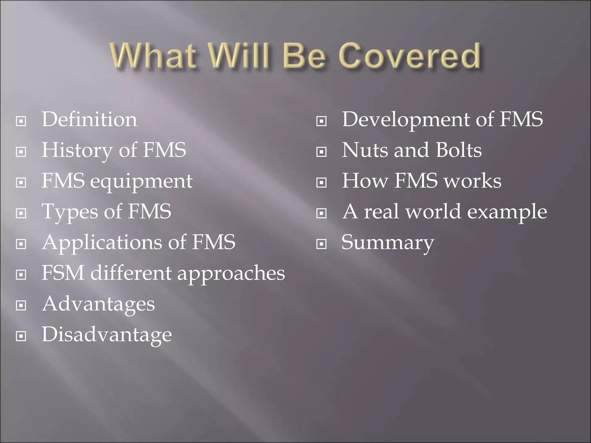Flexible manufacturing system(FMS) | PPT