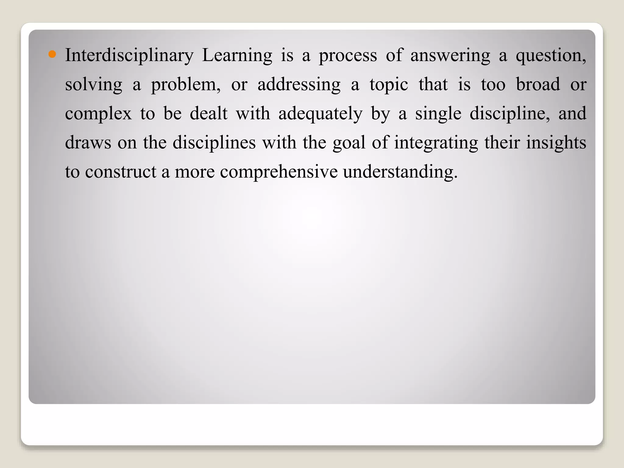 INTER-DISCIPLINARY CURRICULUM | PPTX