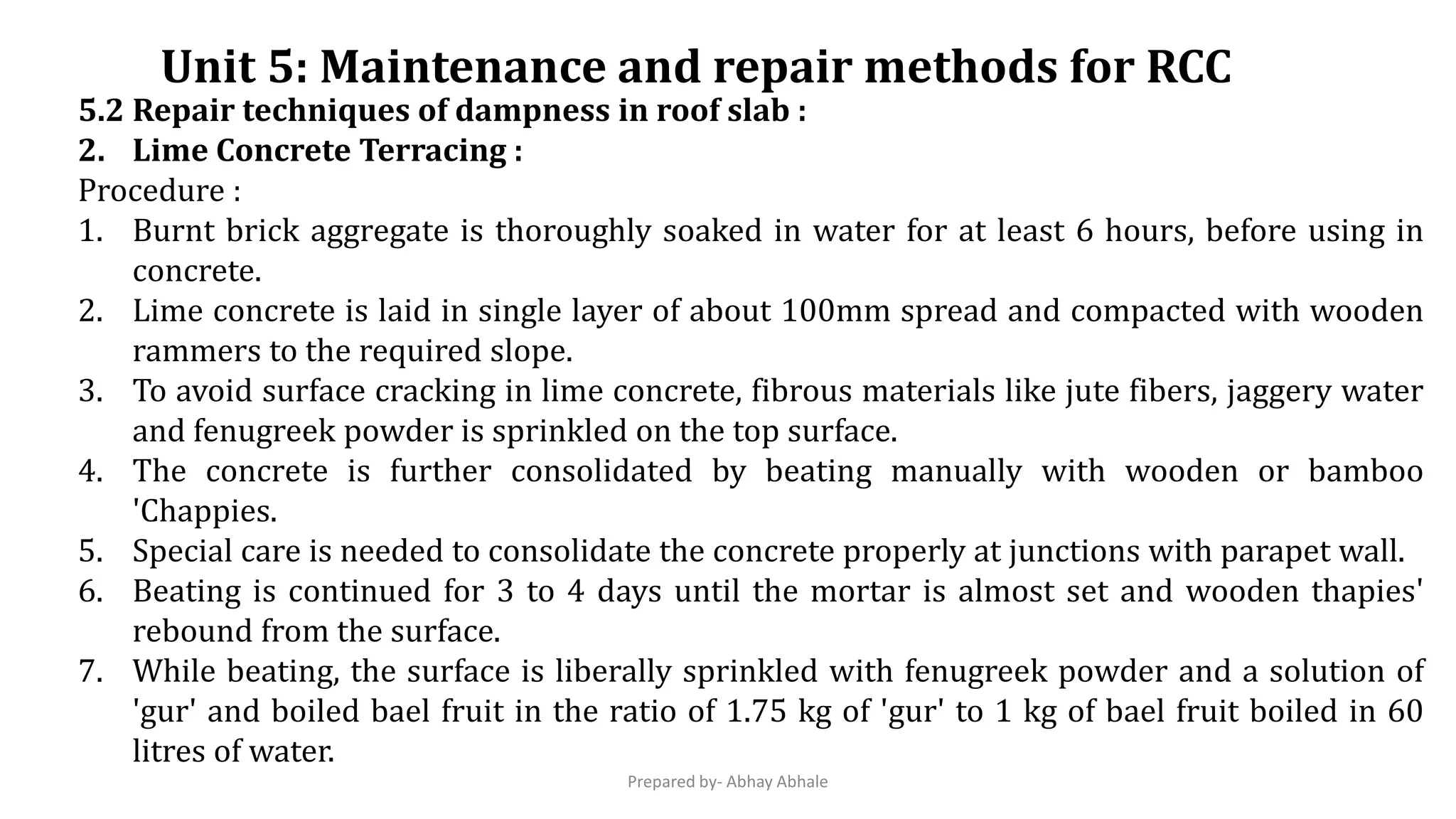 Unit 5 maintenance and repair methods for rcc mrs | PPT