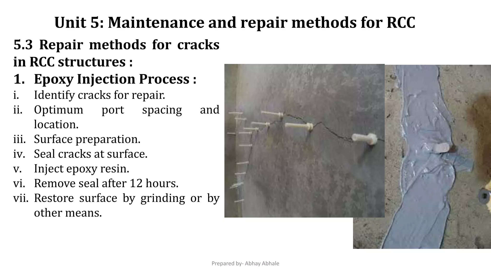 Unit 5 maintenance and repair methods for rcc mrs | PPT