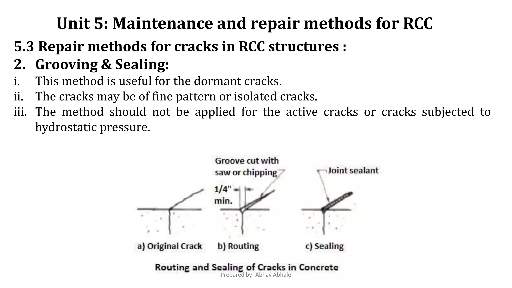 Unit 5 maintenance and repair methods for rcc mrs | PPT