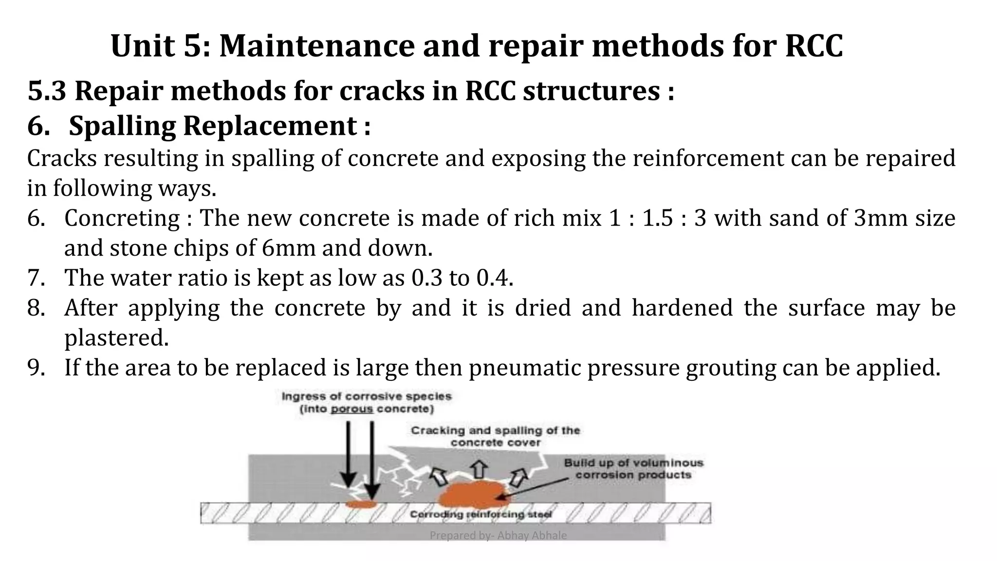 Unit 5 maintenance and repair methods for rcc mrs | PPT
