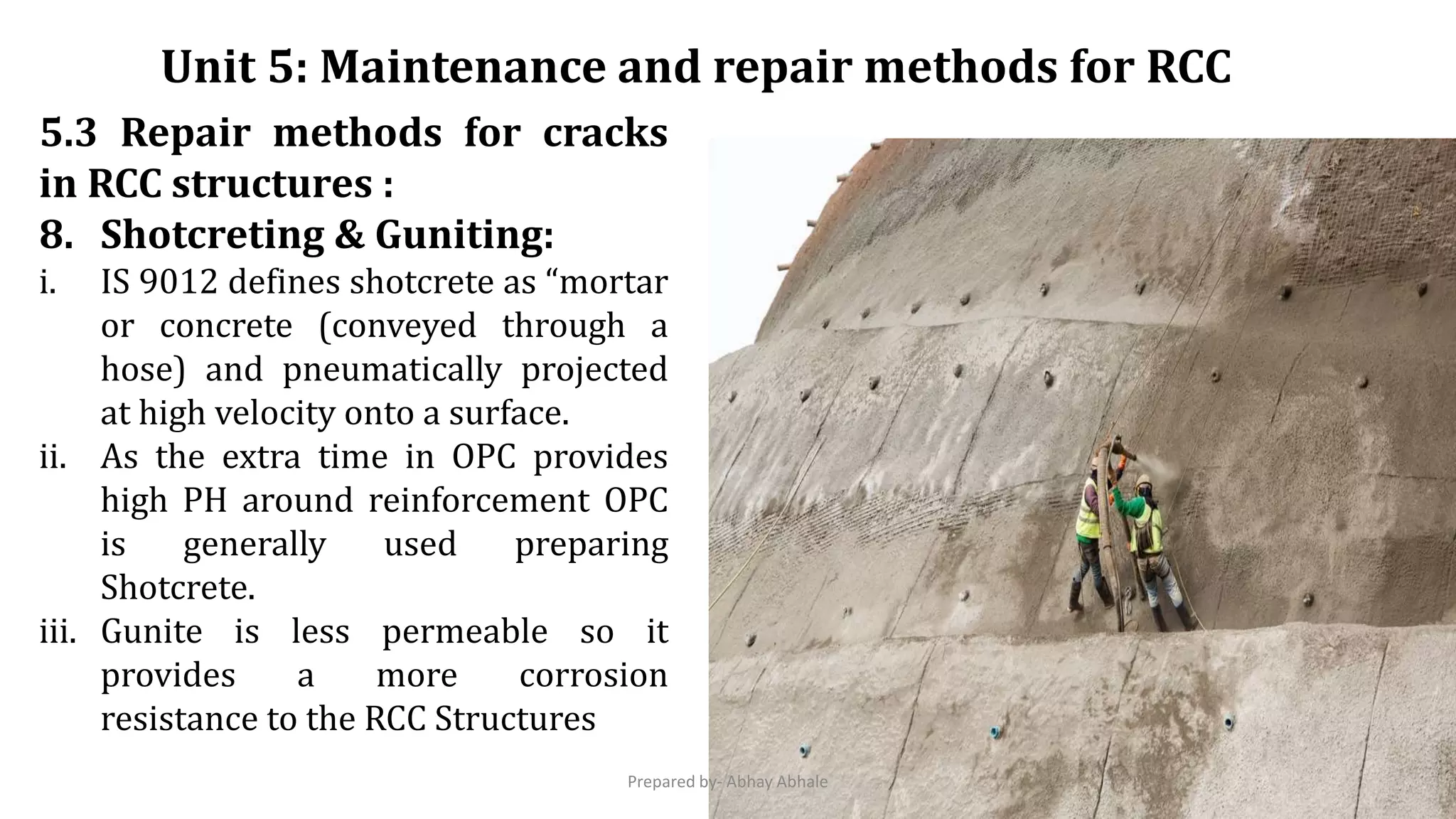 Unit 5 maintenance and repair methods for rcc mrs | PPT