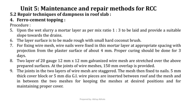Unit 5 maintenance and repair methods for rcc mrs | PPT | Home ...
