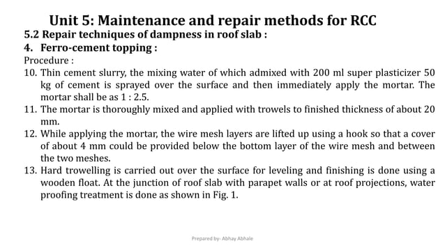 Unit 5 maintenance and repair methods for rcc mrs | PPT | Home ...