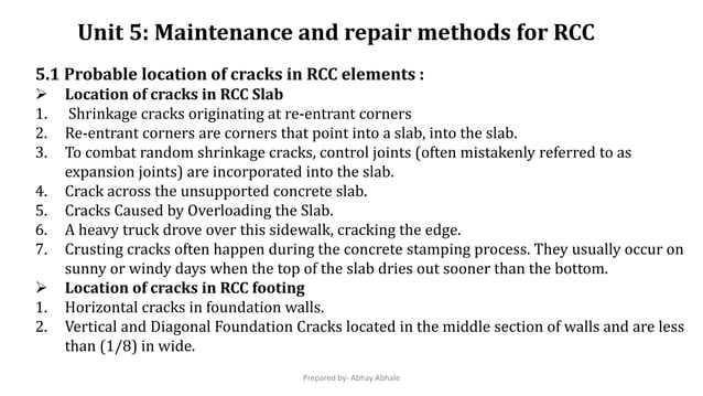 Unit 5 maintenance and repair methods for rcc mrs | PPT | Home ...