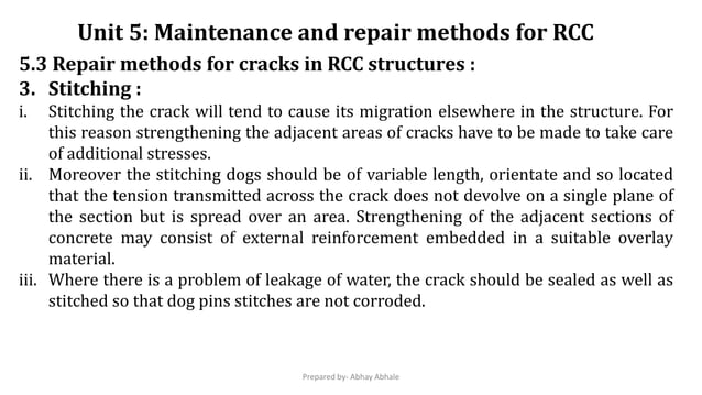 Unit 5 maintenance and repair methods for rcc mrs | PPT | Home ...