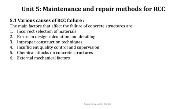 Unit 5 maintenance and repair methods for rcc mrs | PPT | Home Improvement | Home & Garden