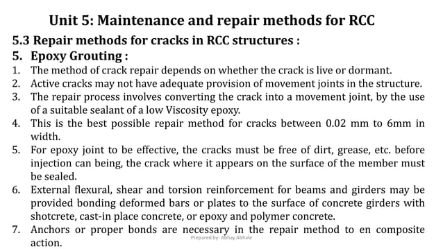 Unit 5 maintenance and repair methods for rcc mrs | PPT | Home Improvement | Home & Garden