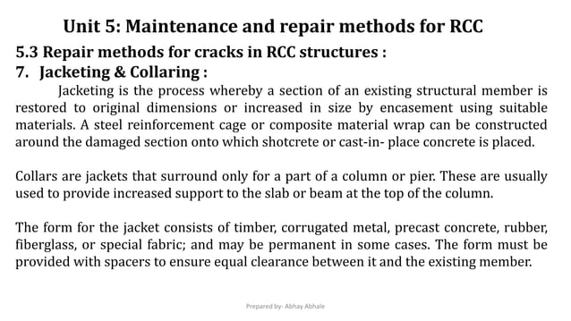 Unit 5 maintenance and repair methods for rcc mrs | PPT | Home ...