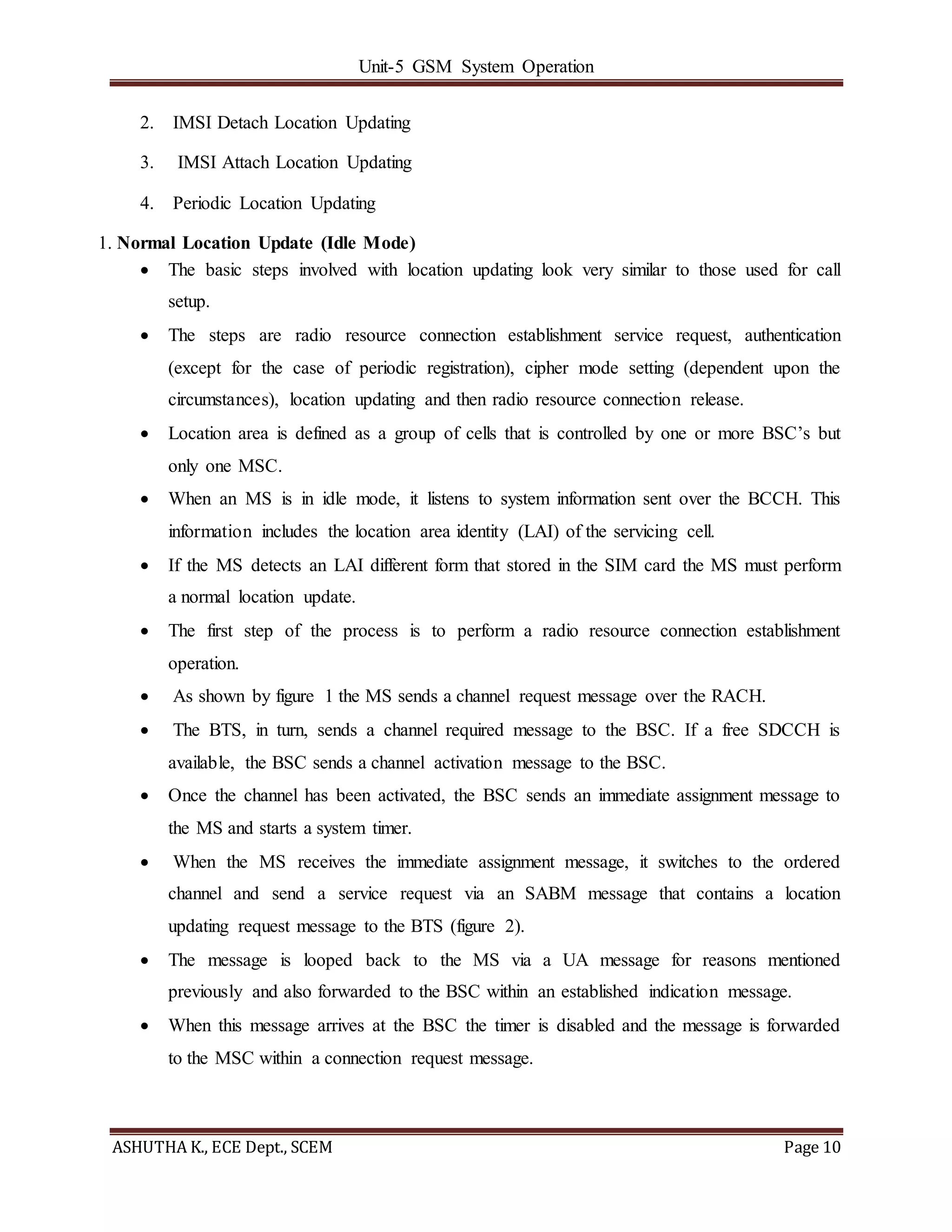 Unit 5 : wireless communication : GSM System operations | PDF