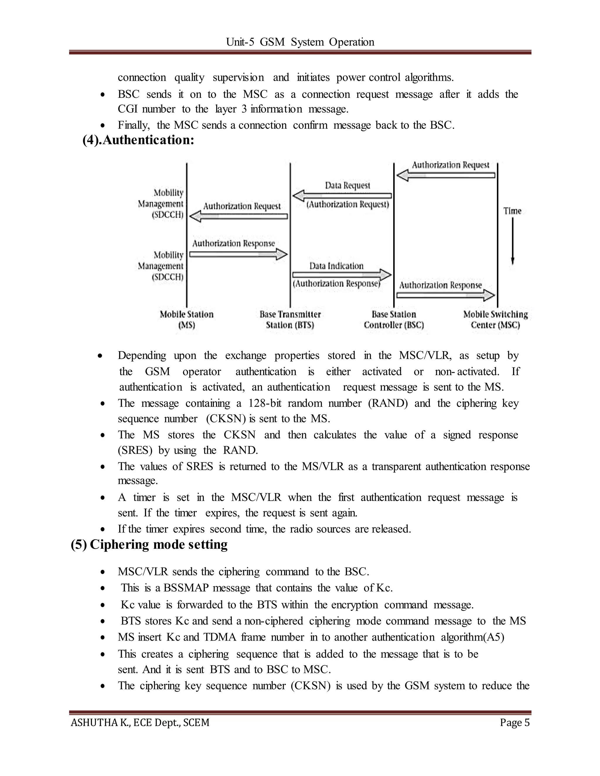 Unit 5 : wireless communication : GSM System operations | PDF | Computer Networking | Computing
