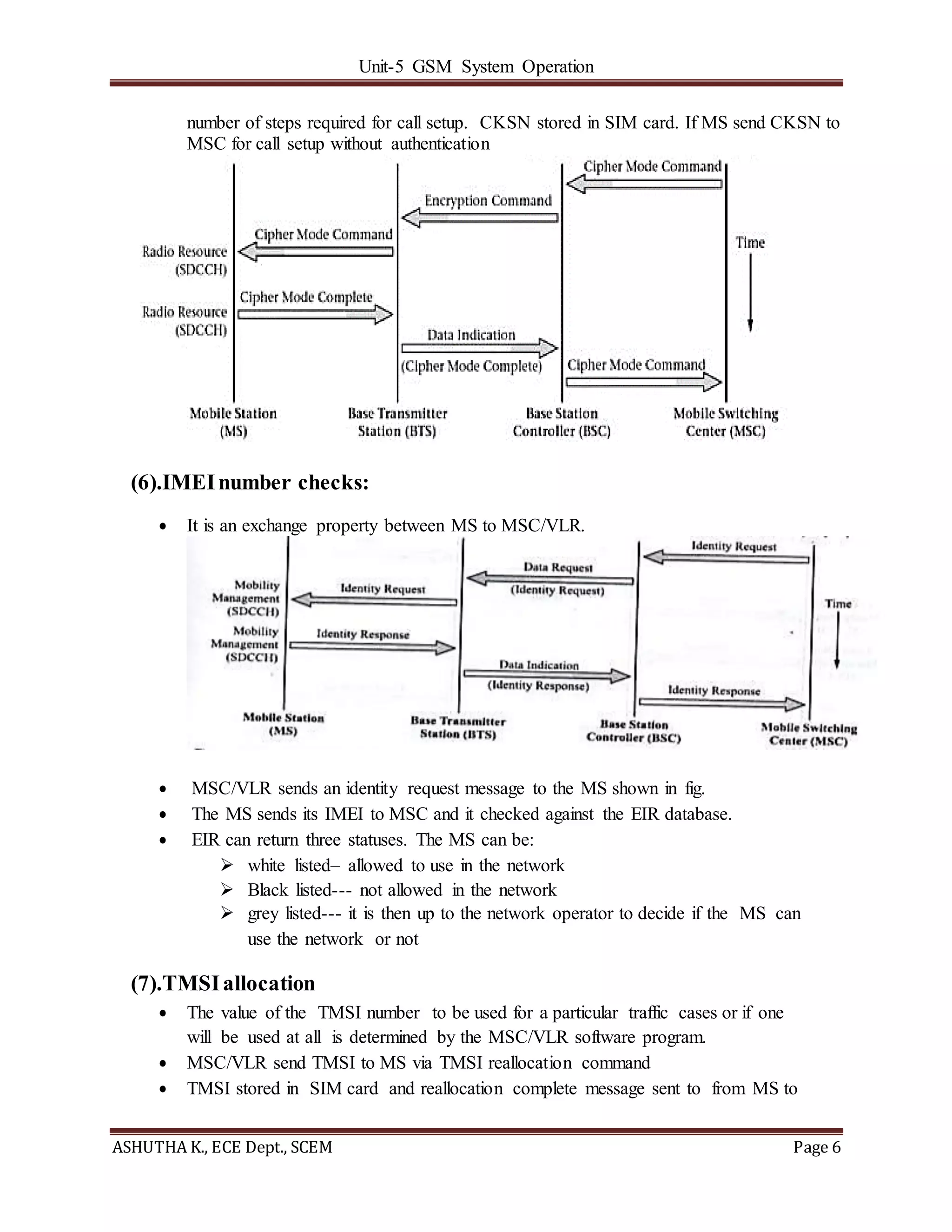 Unit 5 : wireless communication : GSM System operations | PDF