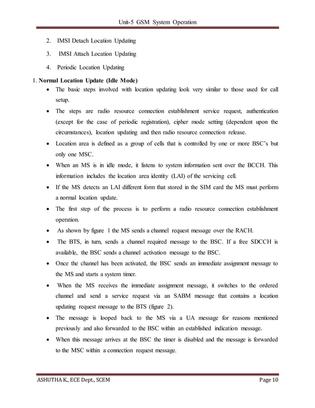 Unit 5 : wireless communication : GSM System operations | PDF | Computer Networking | Computing